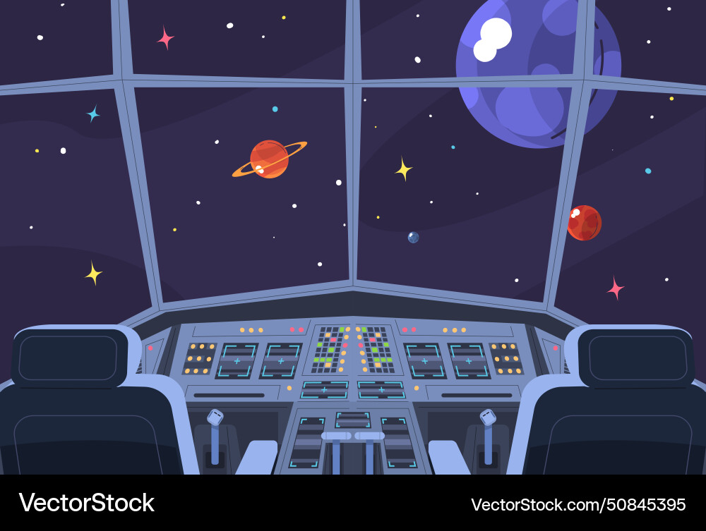Spaceship cockpit interstellar spacecraft cabin Vector Image