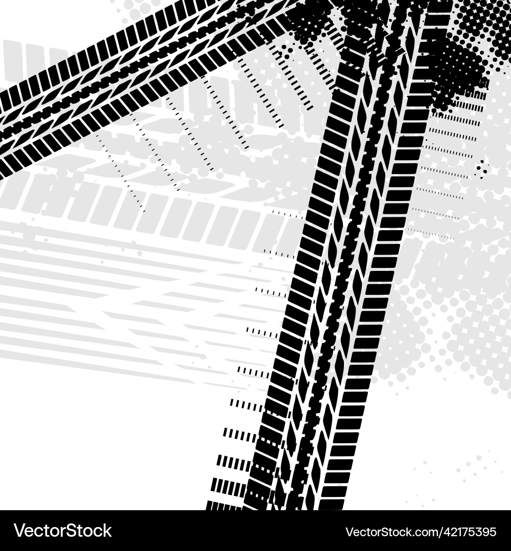 Tire track halftone background black and white Vector Image
