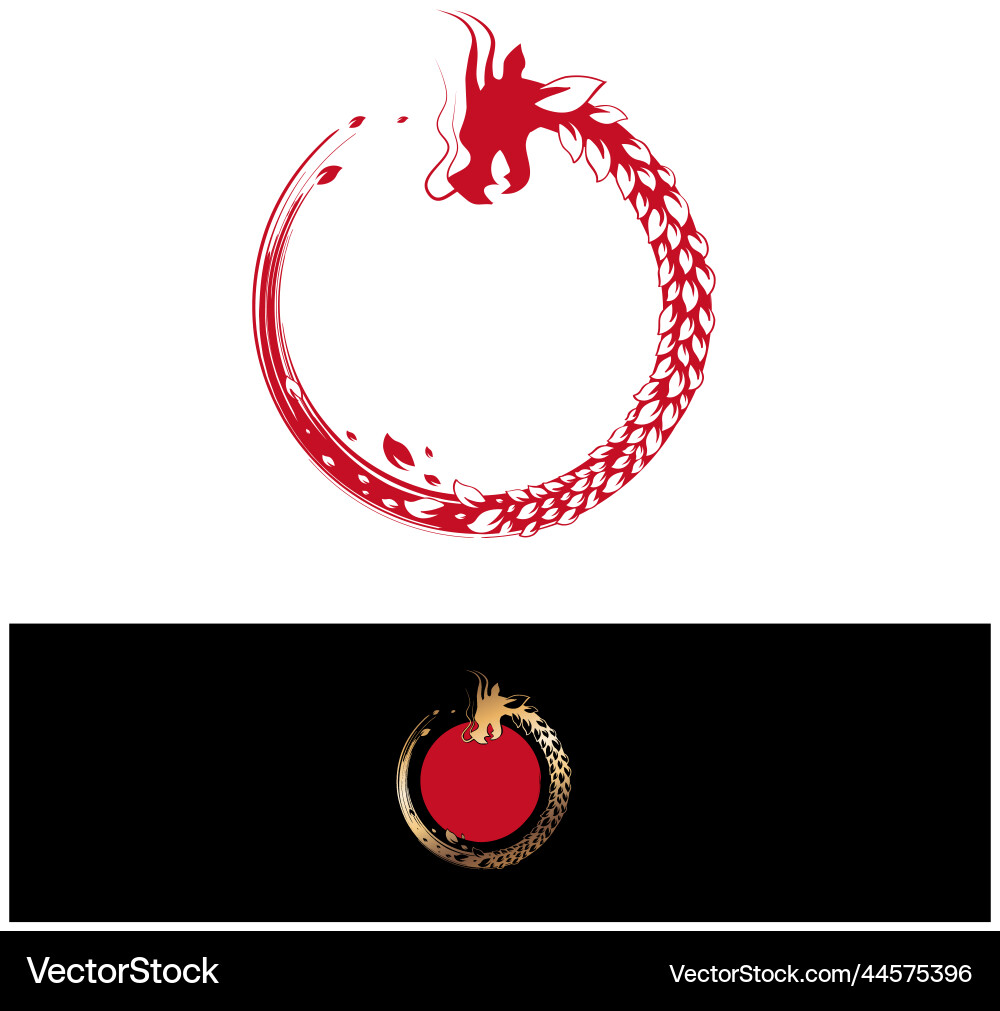 Abstract herbal leaf round chinese dragon Vector Image