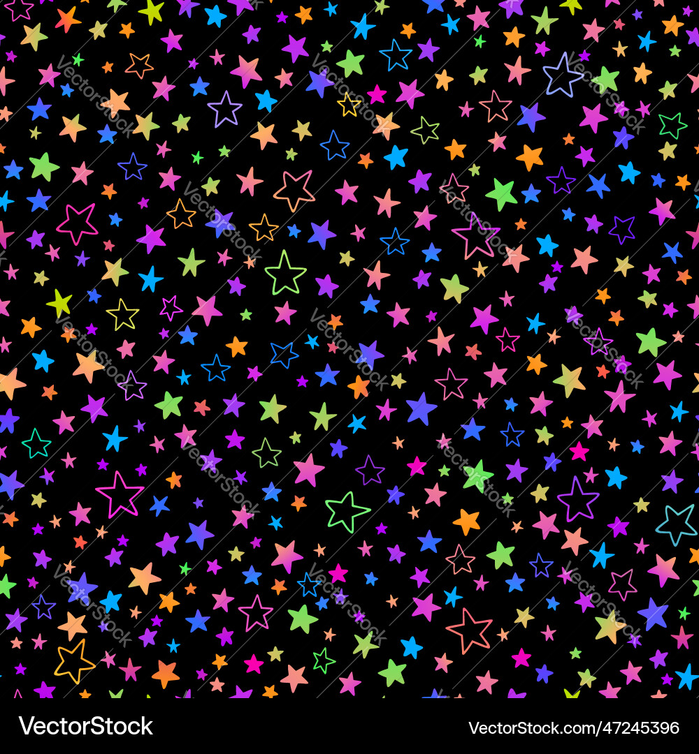 Bright Multi-Colored Star Seamless Pattern Vector Image
