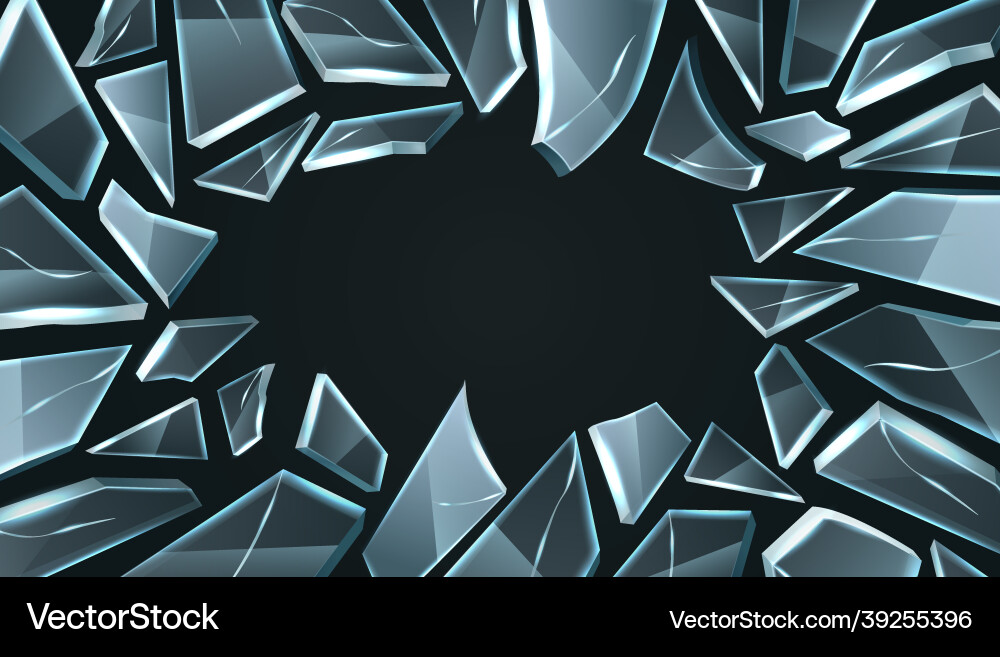 Broken glass frame realistic smashed window Vector Image