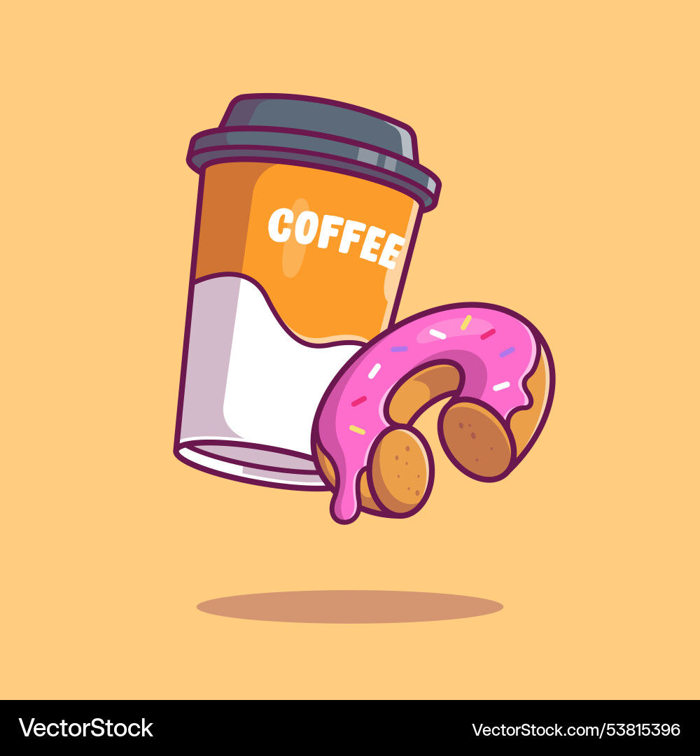 Coffee and doughnut cartoon Royalty Free Vector Image