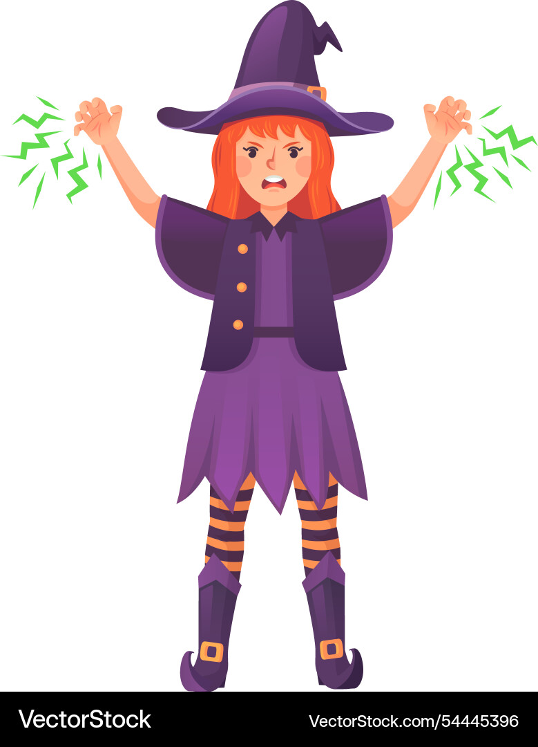 Evil Witch Casting Spell Royalty Free Vector Image