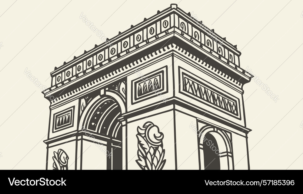 Iconic triumphal arch monument paris design Vector Image