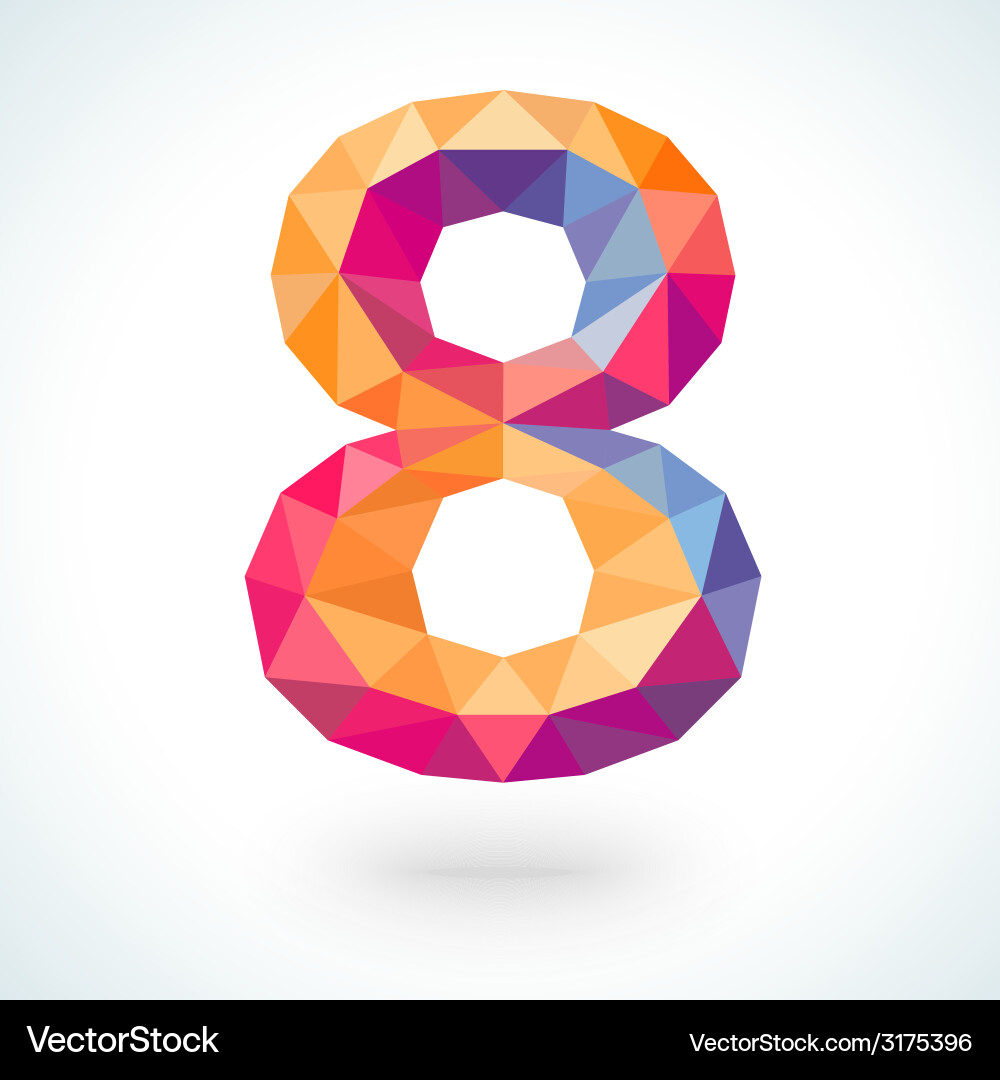 Number eight in modern polygonal crystal style Vector Image