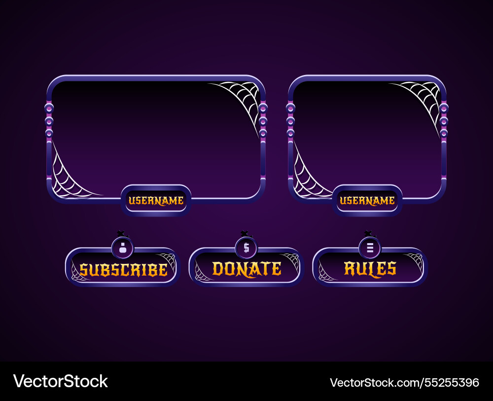 Scary violet halloween twitch stream panels Vector Image
