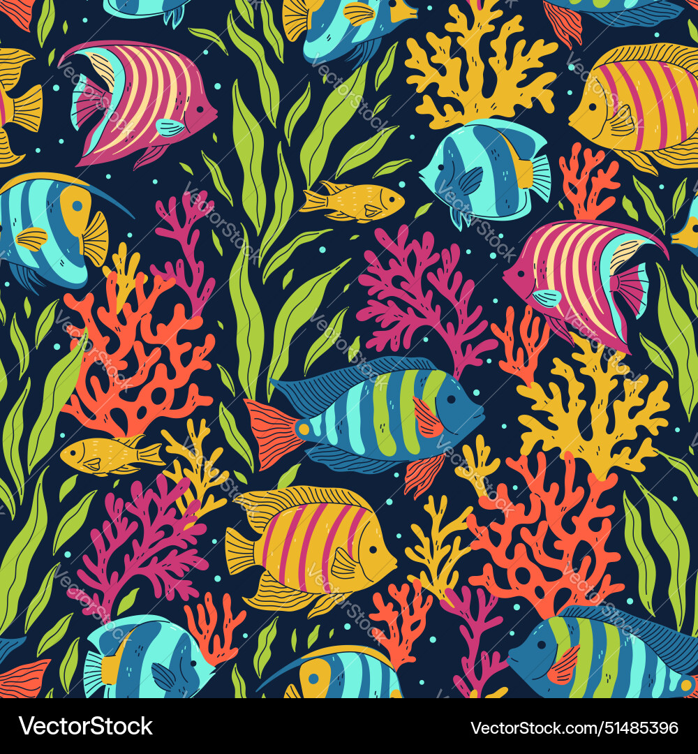 Seamless pattern with colorful tropical fish Vector Image