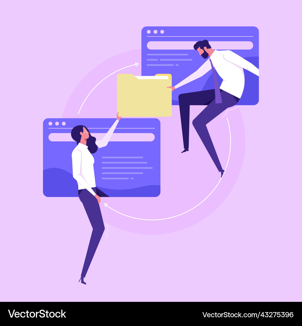 Sharing data and file folder online concept Vector Image