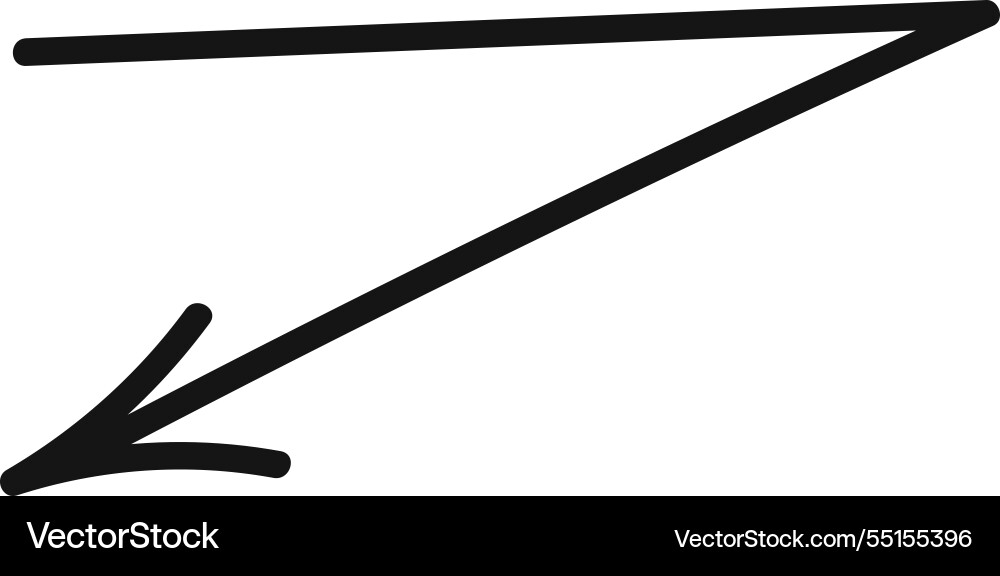 Sharply turning arrow black doodle Royalty Free Vector Image