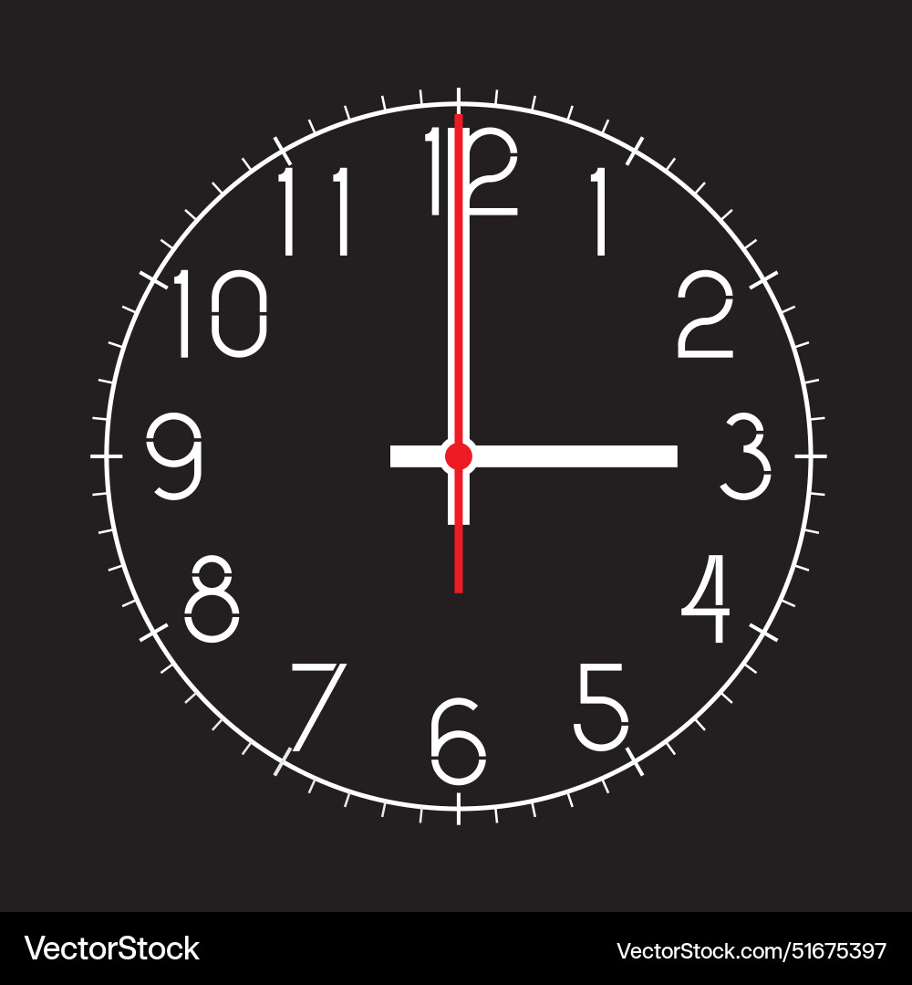 Digital clock white numbers on a black background Vector Image