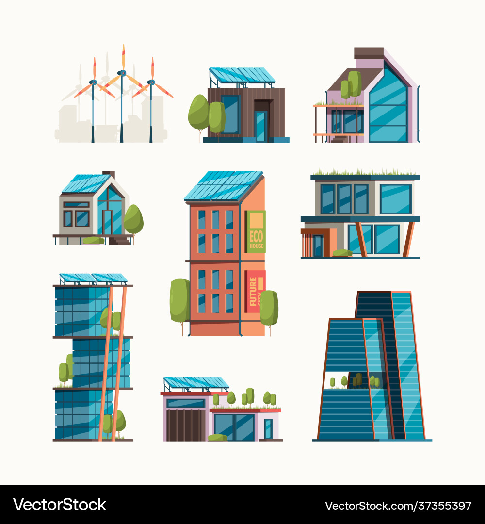 Eco friendly buildings smart city with future Vector Image