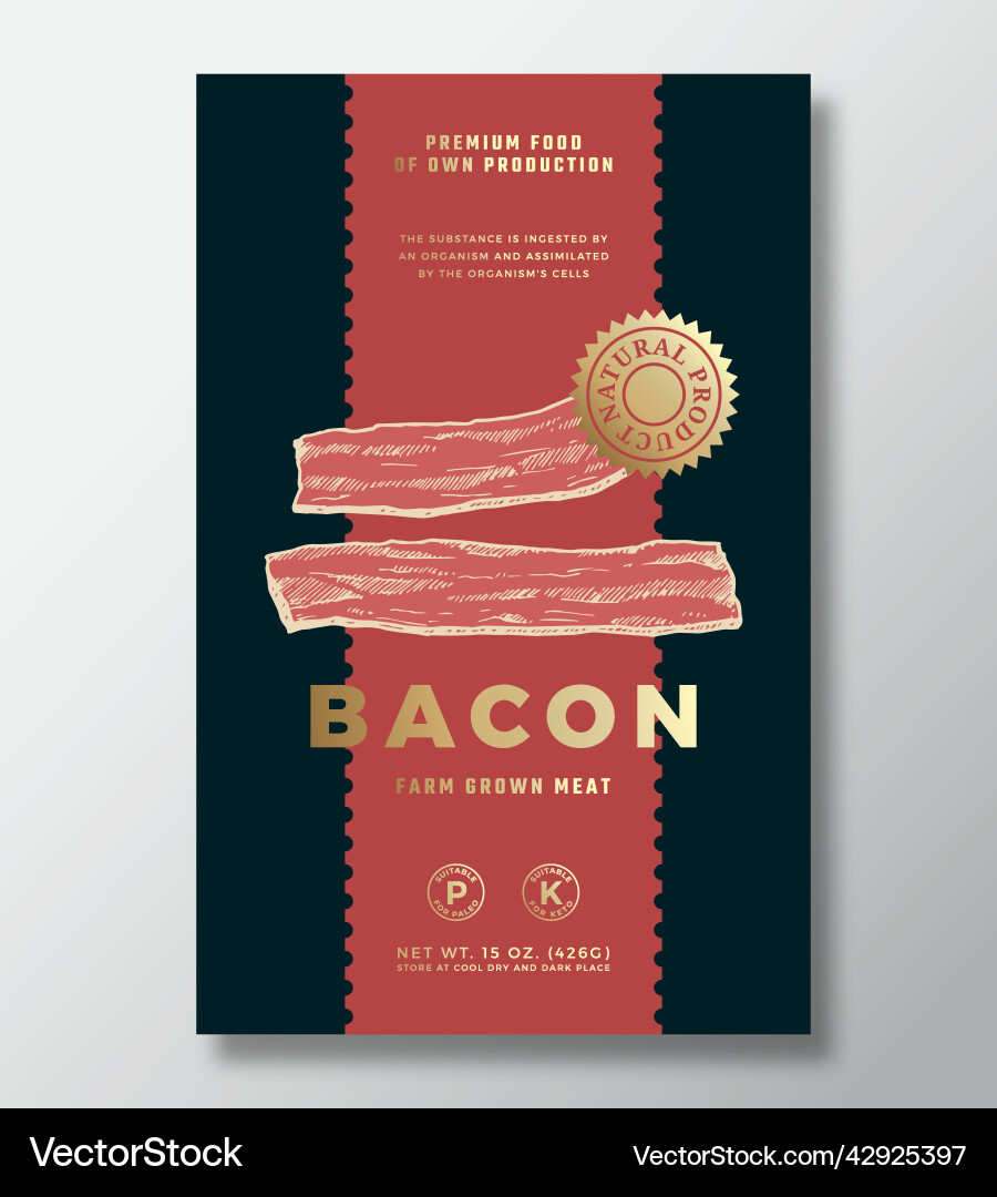 Farm grown bacon abstract packaging label Vector Image