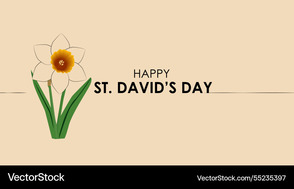 Happy st davids day daffodil celebration banner Vector Image