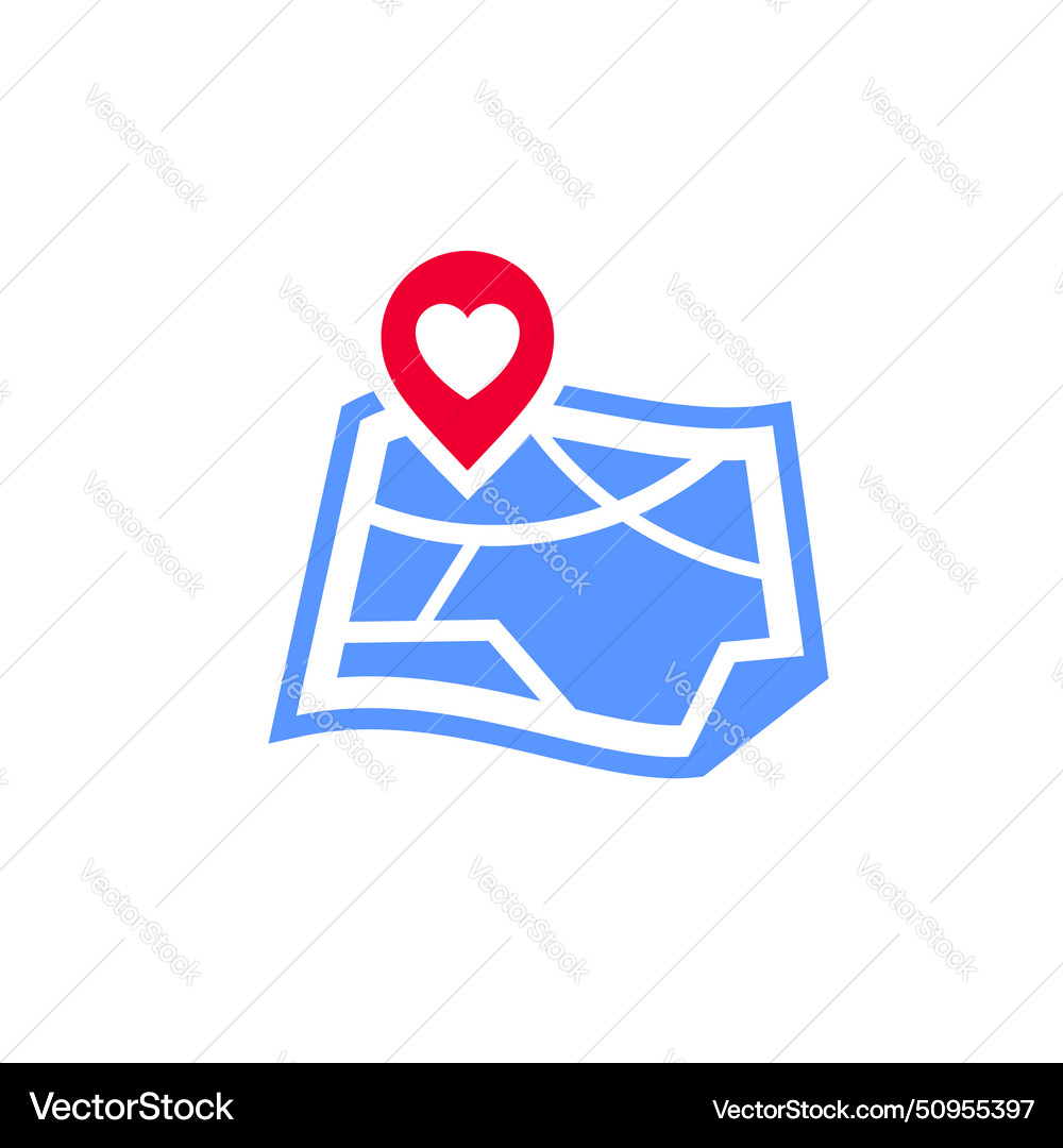 Map with heart icon or valentines day symbol Vector Image