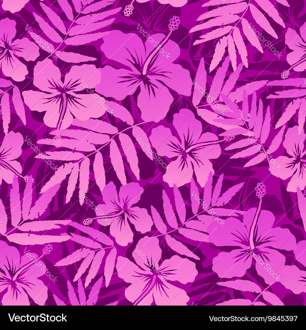 Pink tropical flowers seamless pattern Royalty Free Vector