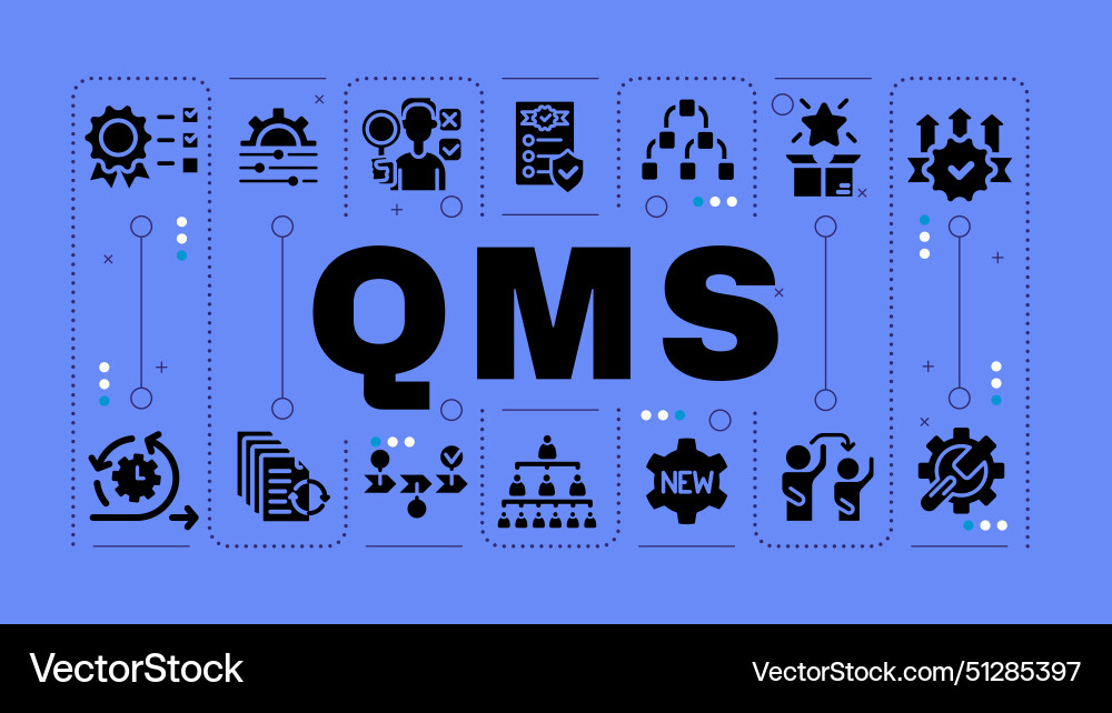 Qms blue word concept Royalty Free Vector Image
