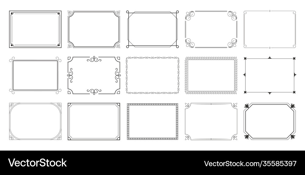 Rectangular calligraphic frames set Royalty Free Vector