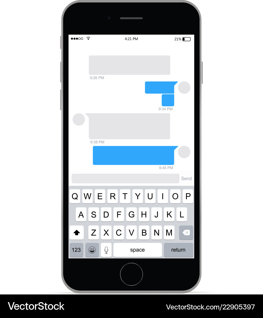 Smartphone with chat app Royalty Free Vector Image