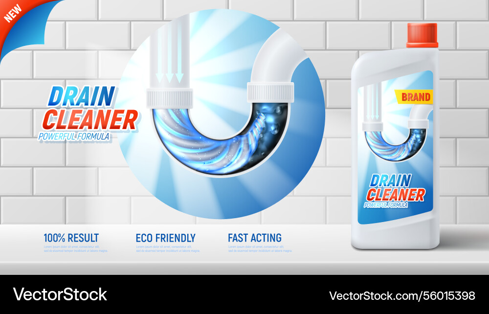Ad banner of drain cleaner Royalty Free Vector Image
