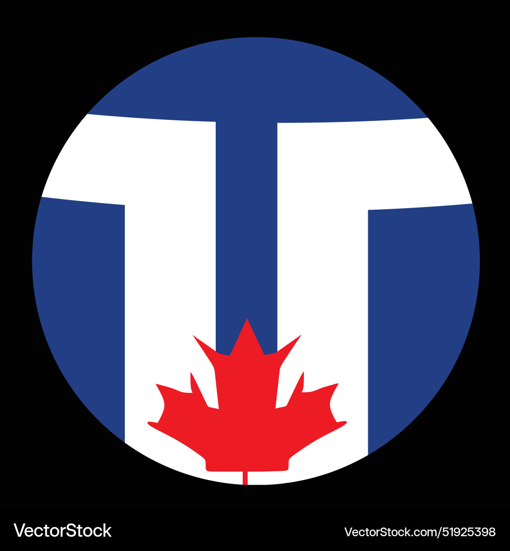 Circle badge toronto flag button Royalty Free Vector Image