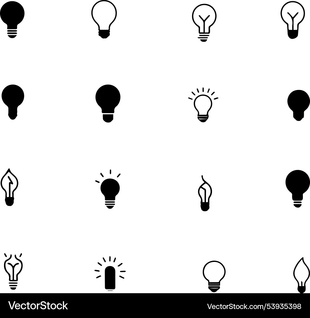 Creative lamp icon set featuring light bulb icons Vector Image