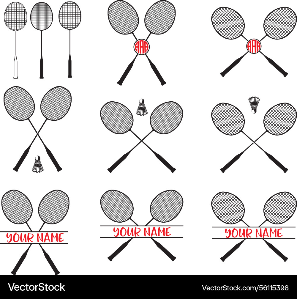 Crossed badminton racket clipart Royalty Free Vector Image