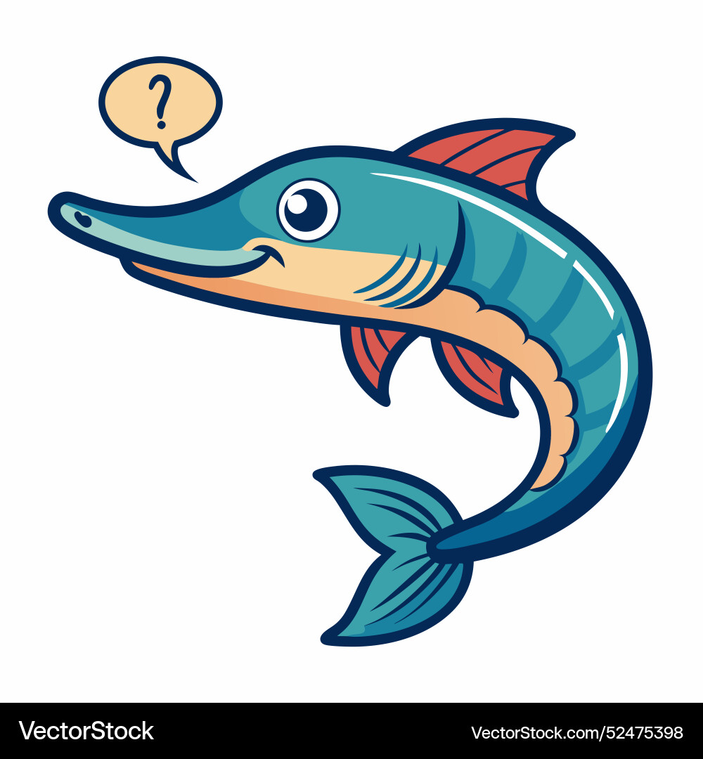 Florida gar fish speaks kawaii Royalty Free Vector Image