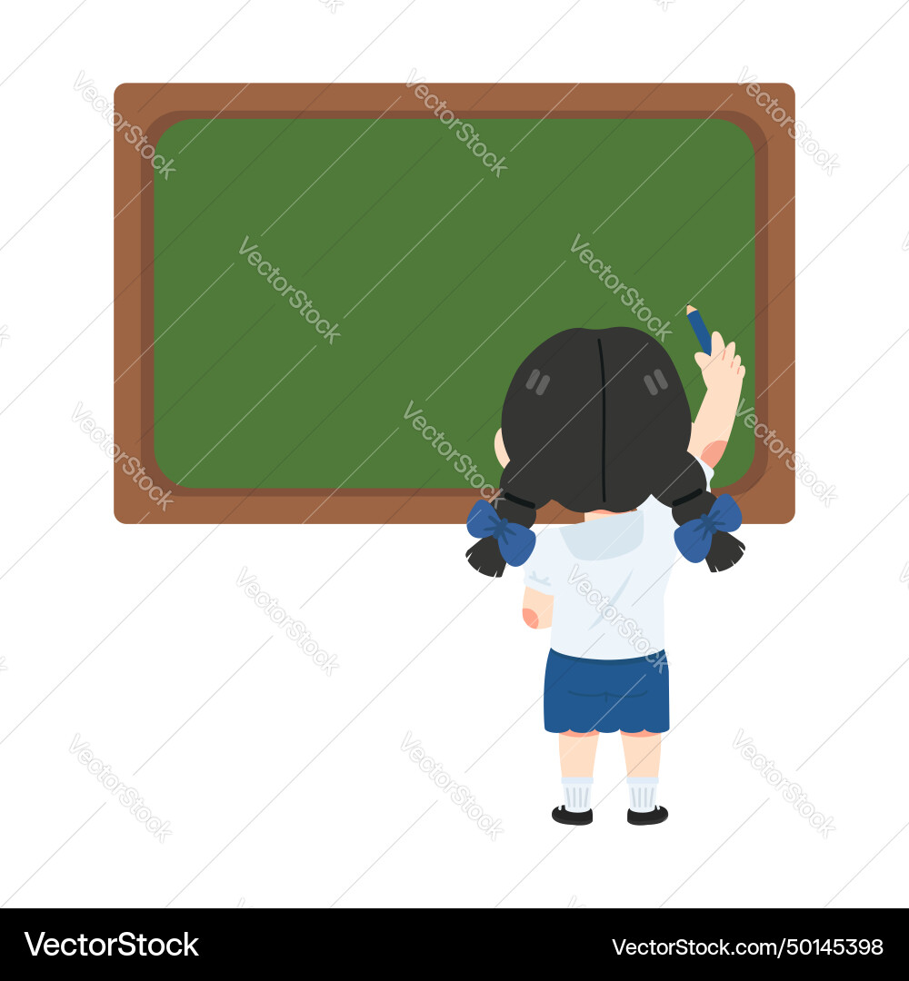 Kid girl writing on the blank board Royalty Free Vector