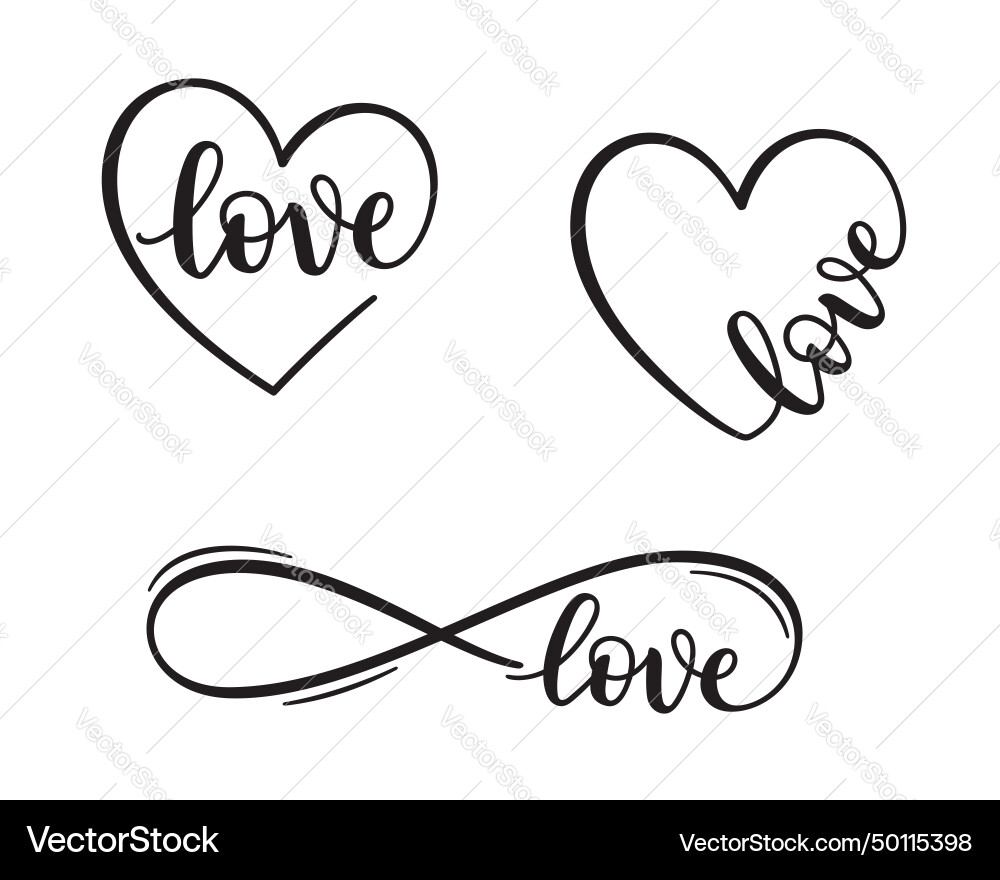 Love hand lettered compositions Royalty Free Vector Image