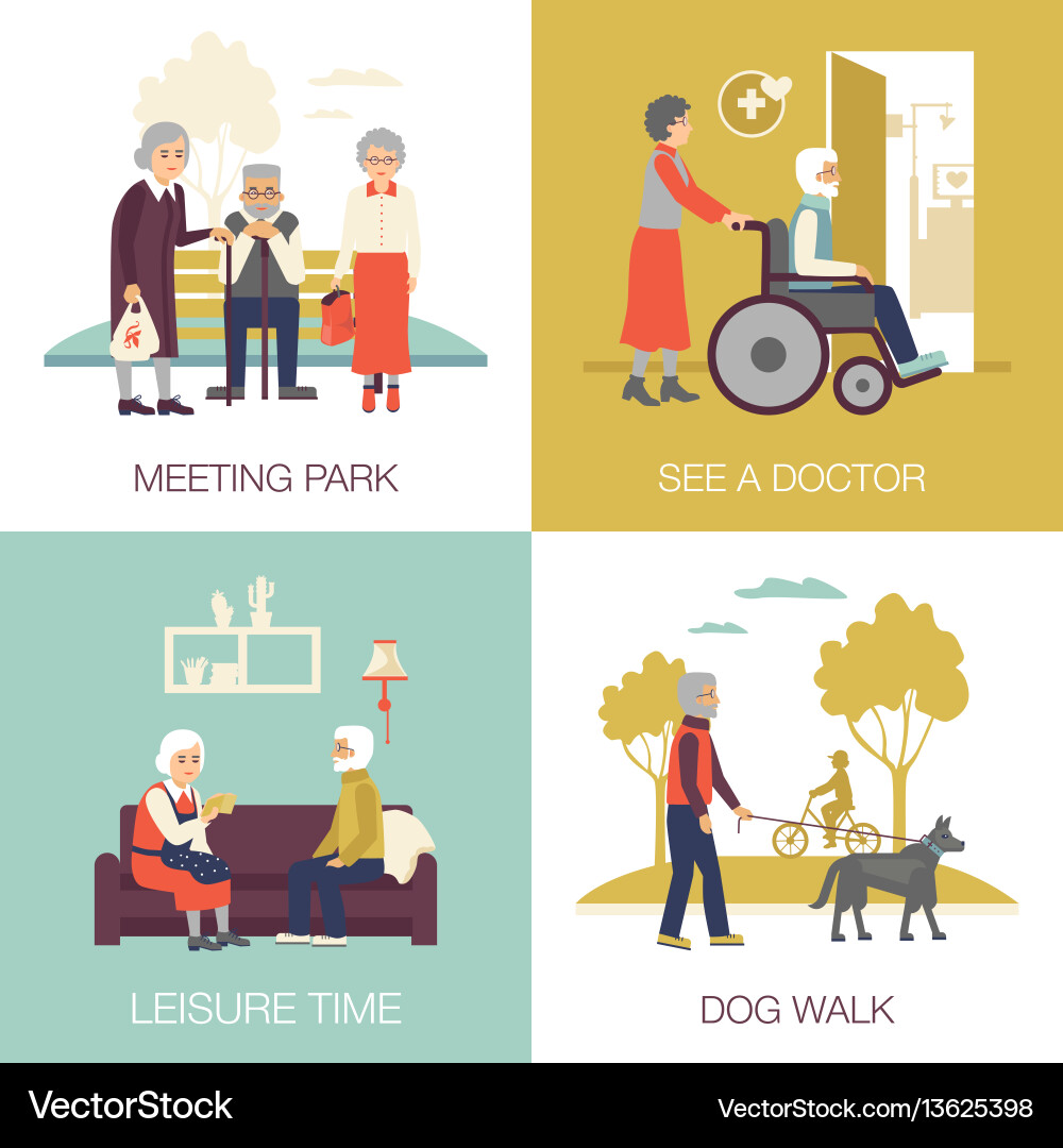Old age people design concept 2x2 Royalty Free Vector Image