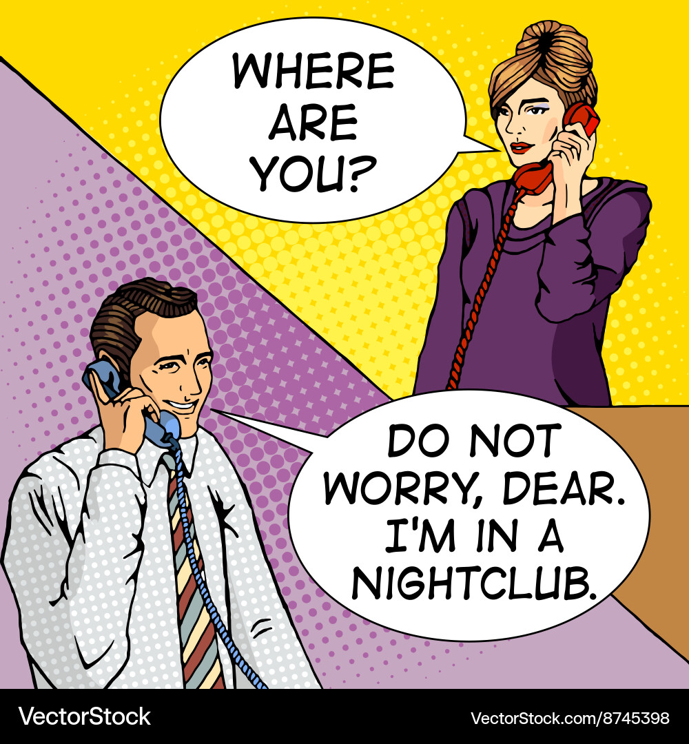 People talk on the phone comic book Royalty Free Vector