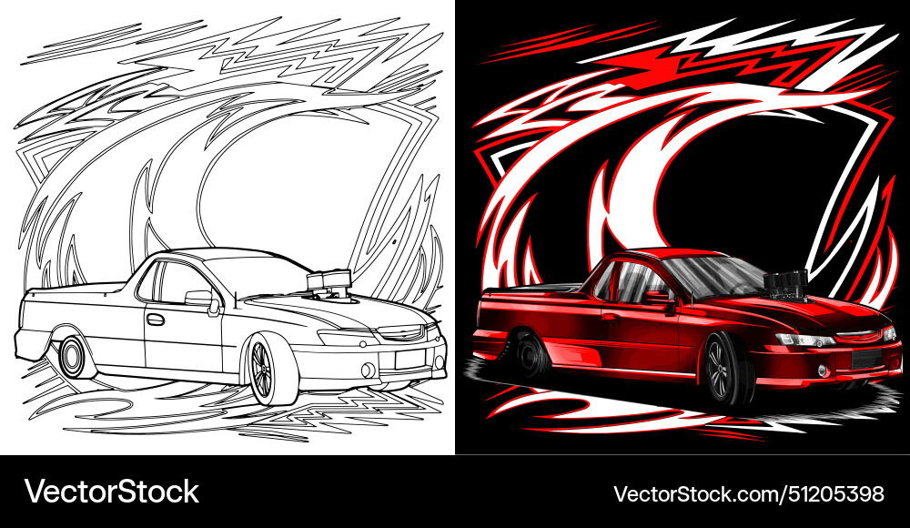 Red drag racing car with white strip Royalty Free Vector