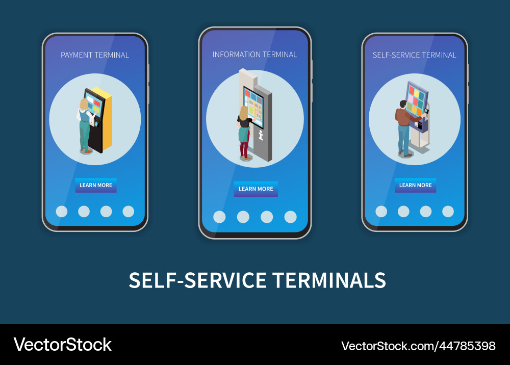 Self service terminals banners Royalty Free Vector Image