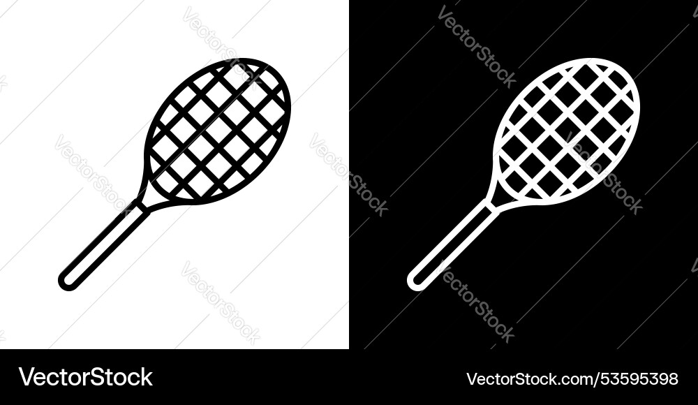 Tennis racket thin line icon set Royalty Free Vector Image