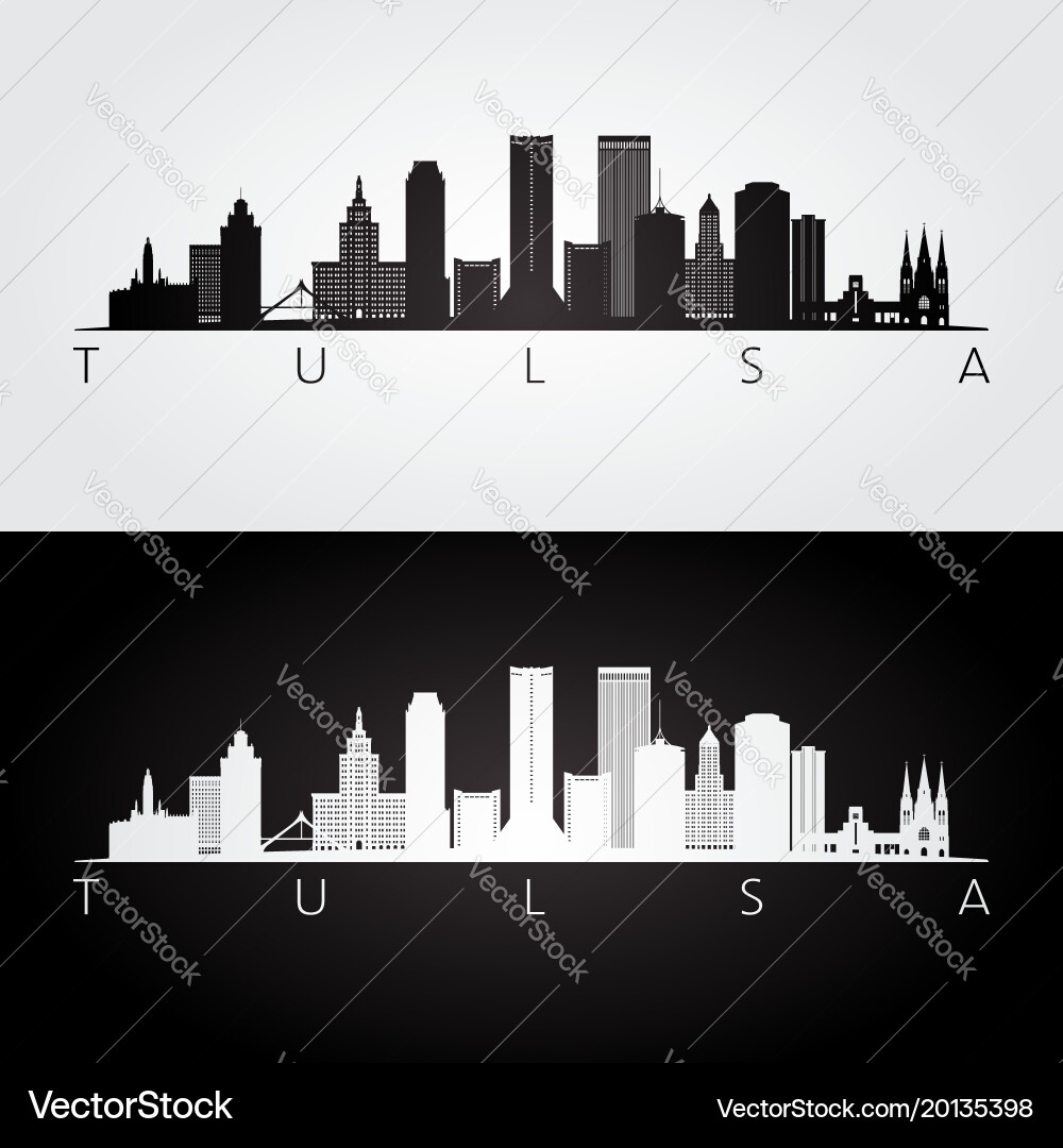 Tulsa usa skyline and landmarks silhouette Vector Image