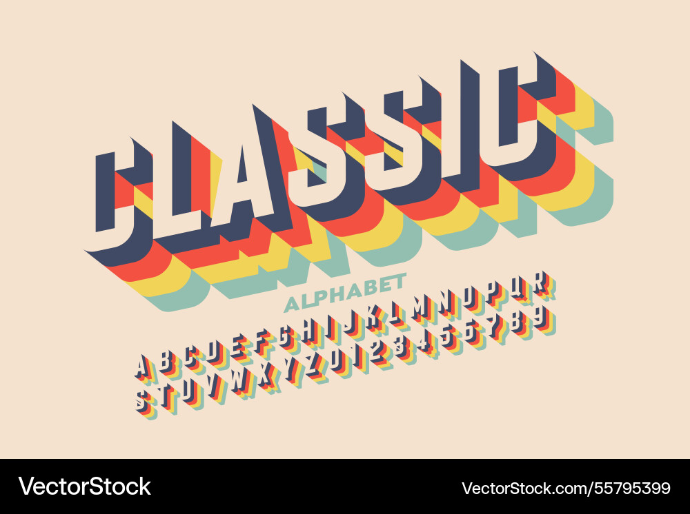 Classic retro style font design alphabet letters Vector Image