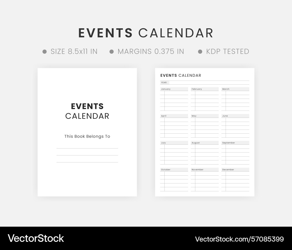 Entertainment events calendar template printable Vector Image