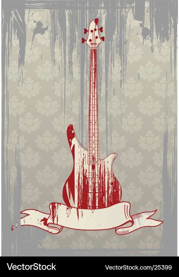 Grunge bass guitar Royalty Free Vector Image - VectorStock