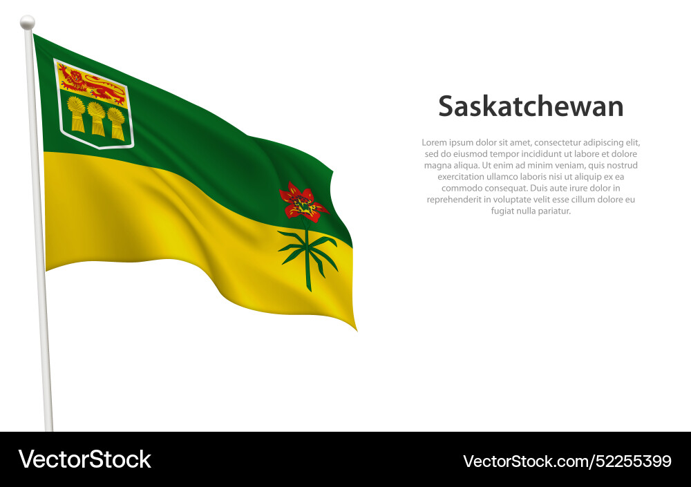 Isolated waving flag of saskatchewan Royalty Free Vector