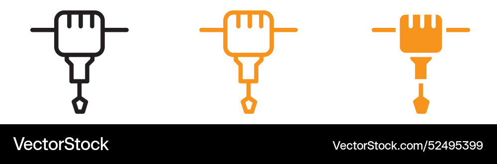 Jack hammer icon set construction tool Royalty Free Vector