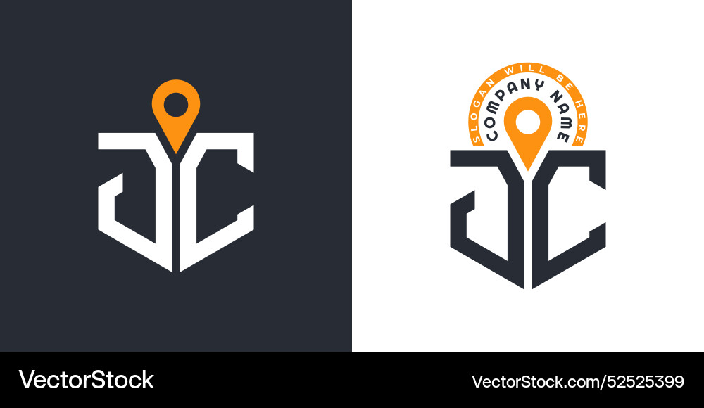 Jc location logo bundle letter dual icons Vector Image