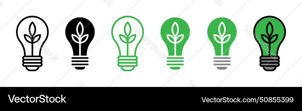 Lightbulb with leaf icon set green eco energy Vector Image