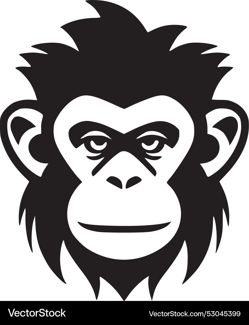Monkey - black and white isolated icon Royalty Free Vector