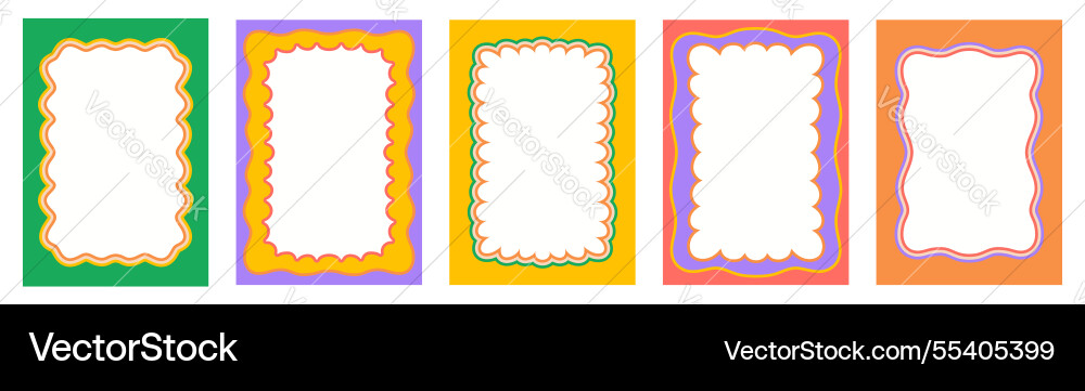Retro Y2K Wavy Frames & Borders Royalty Free Vector