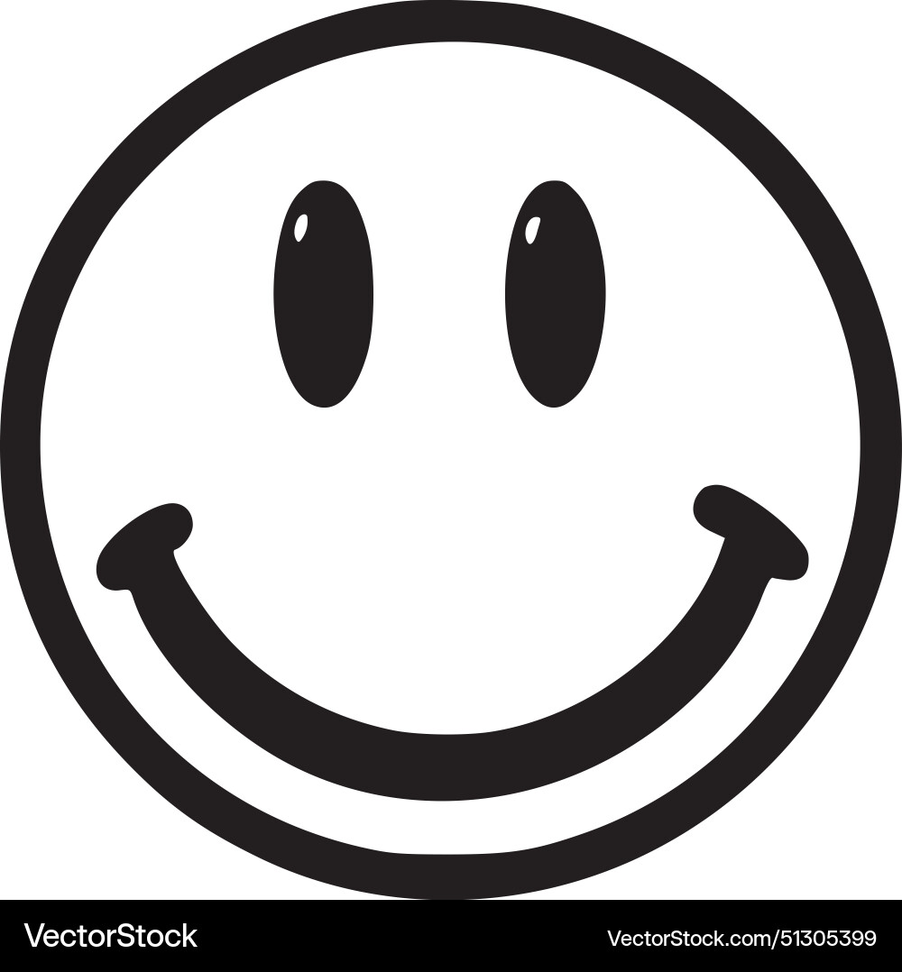 Smiley face - black and white isolated icon Vector Image