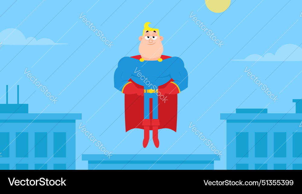 Super hero cartoon character flying Royalty Free Vector