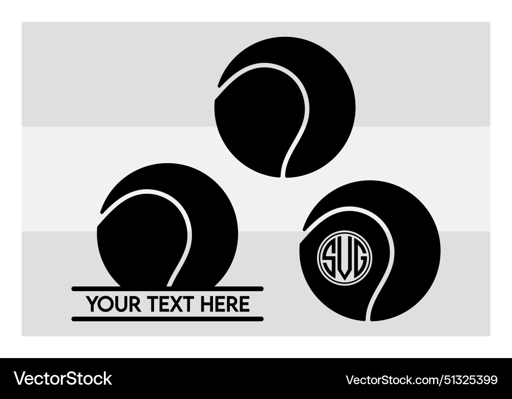 Tennis ball svg silhouette monogram Royalty Free Vector