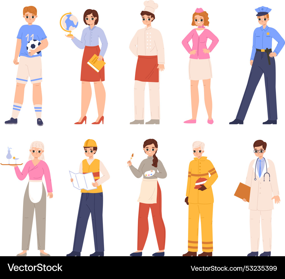 Various professions characters doctor Royalty Free Vector