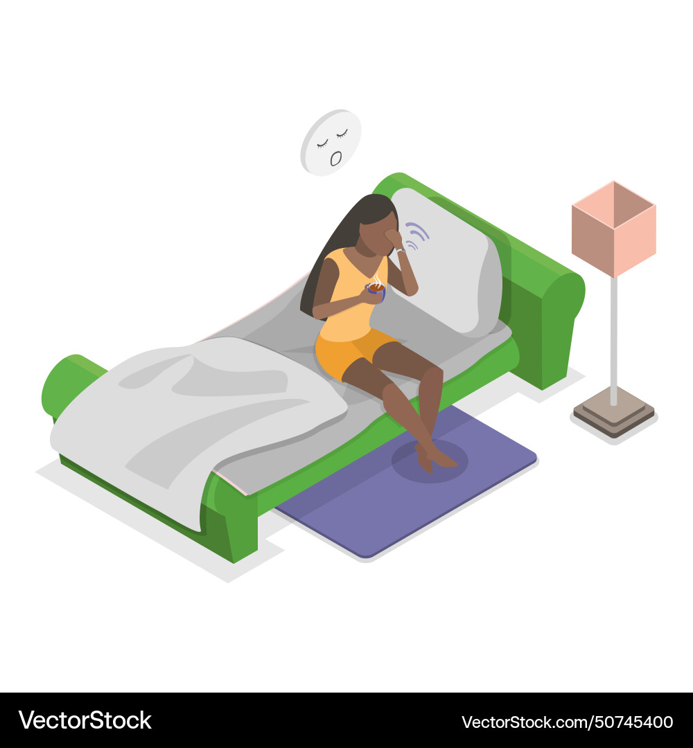 3d isometric flat of sleepy Royalty Free Vector Image