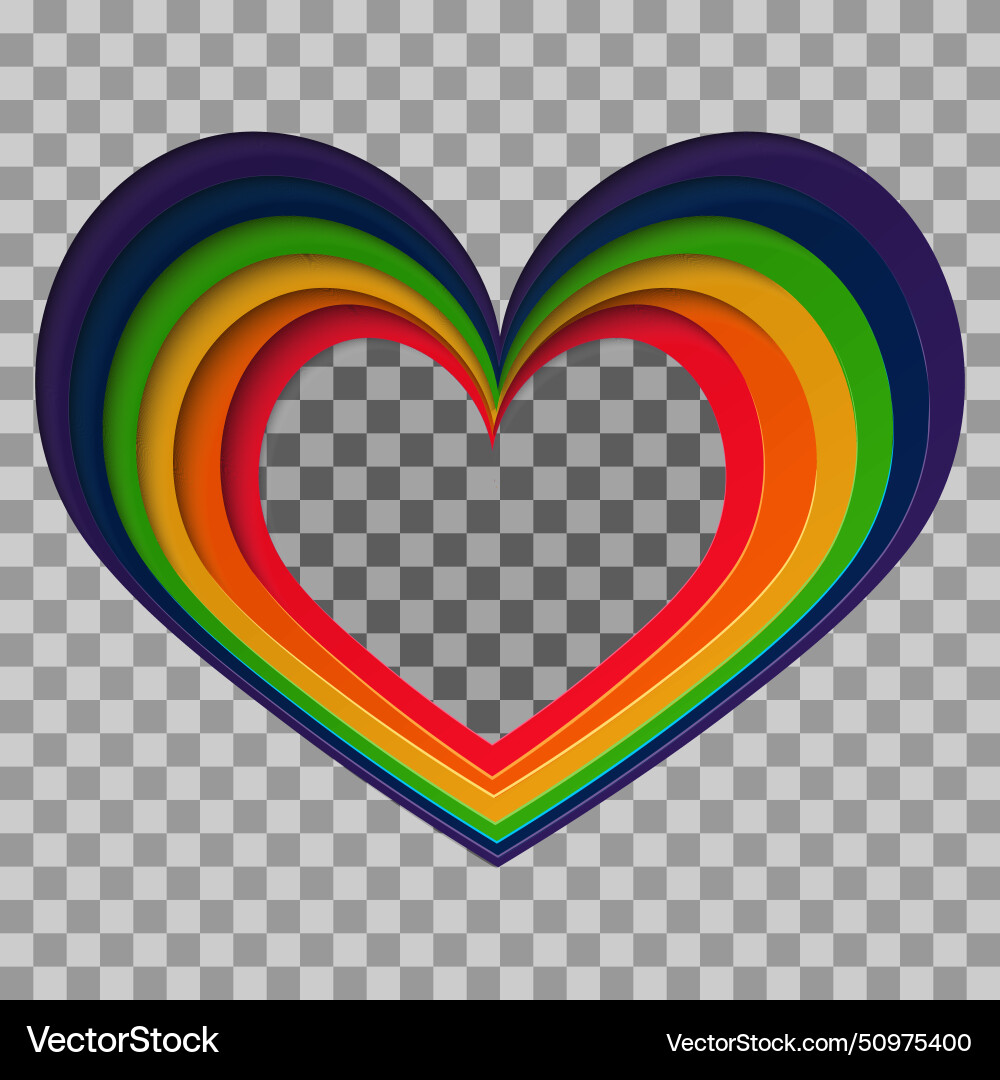 Abstract geometric frame with rainbow hearts Vector Image